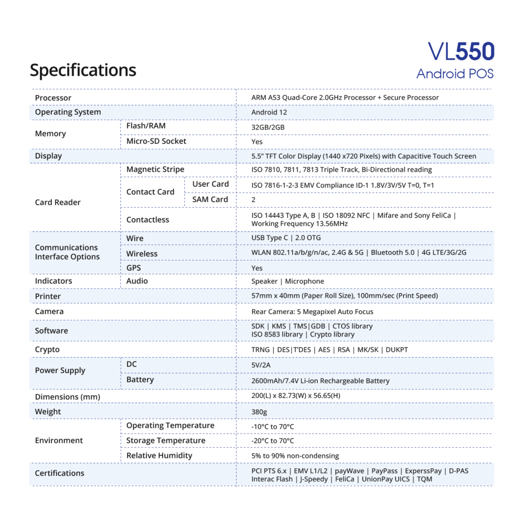 Valor VL550 | Merchant Industry